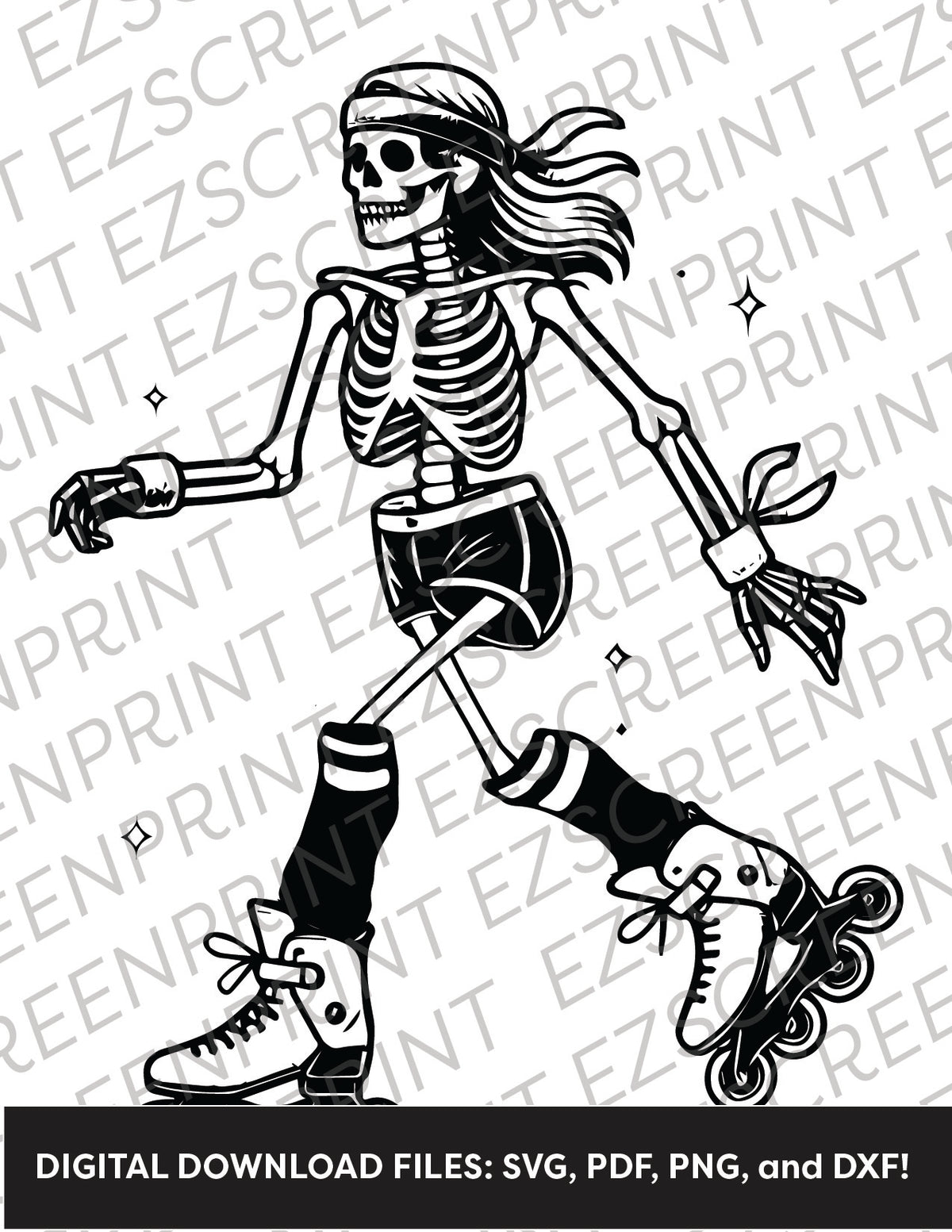 Polymer Clay Silk Screen Printing Stencil, Skeleton Roller Blader ...