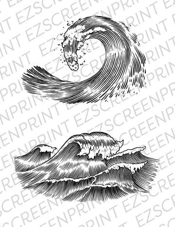 Ready To Use Designer Silk Screen Print Stencil Ocean Wave Pack 1 ...